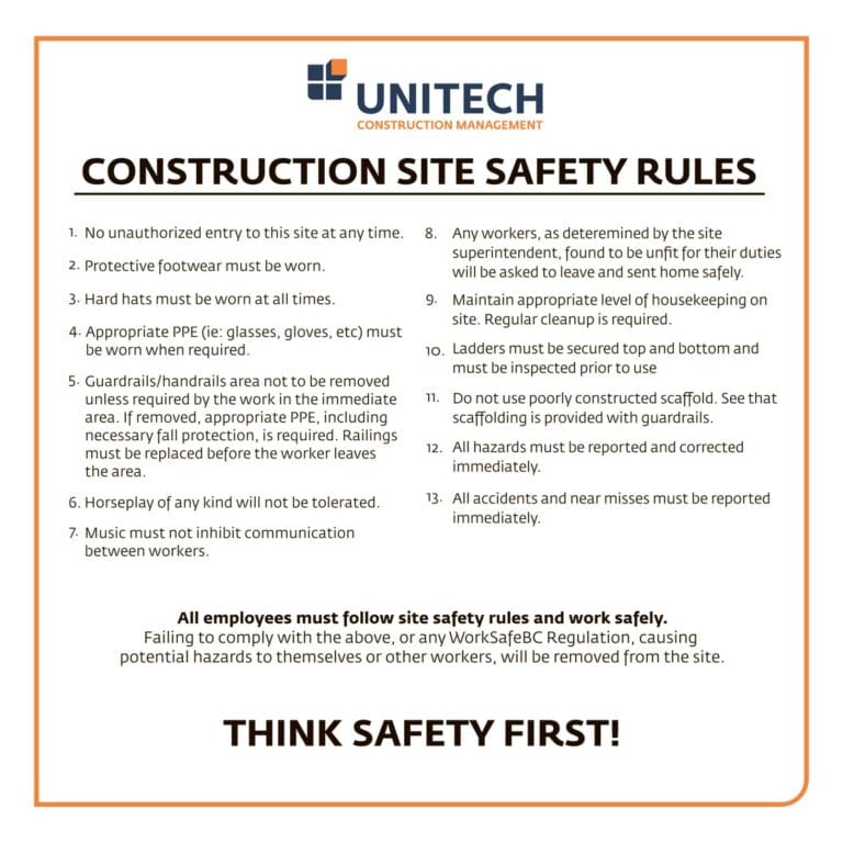 CONSTRUCTION SITE SAFETY RULES - VancouverSigns